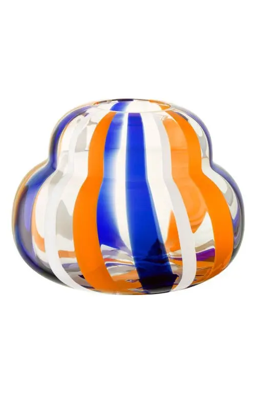 LSA Folk Glass Vase - Blue/orange