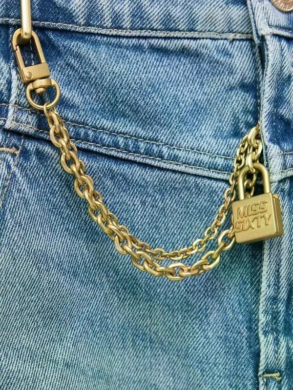 Miss Sixty Chain-lock Denim Mini Shorts