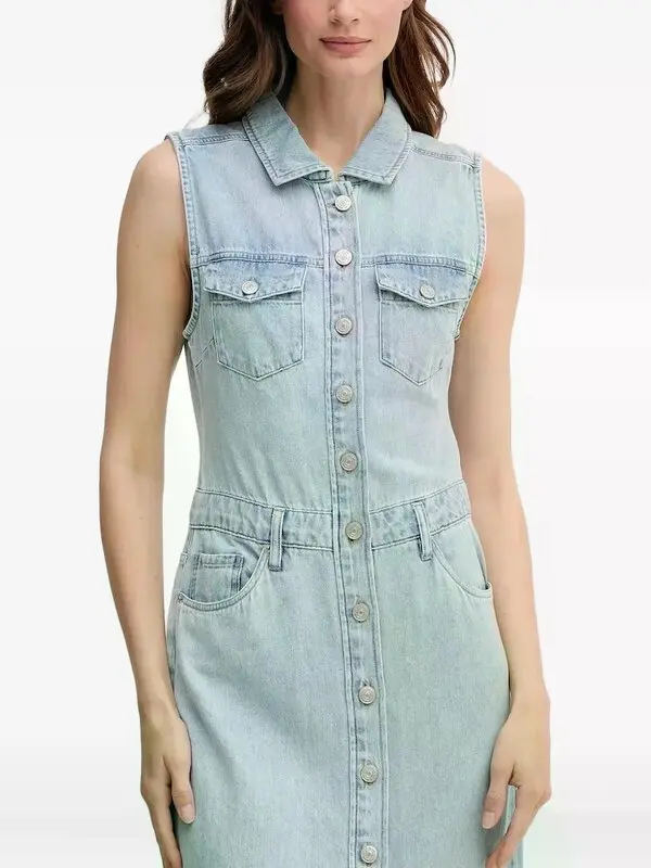 Dkny Button-front Sleeveless Denim Shirtdress