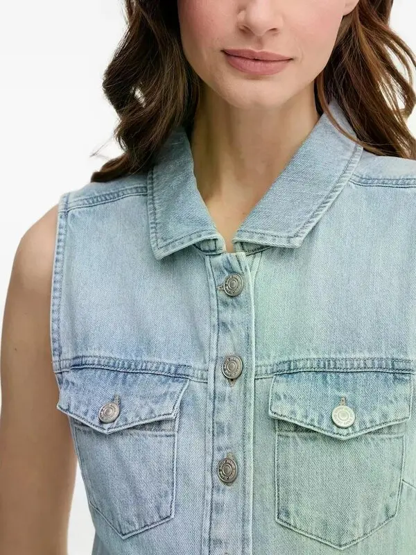 Dkny Button-front Sleeveless Denim Shirtdress