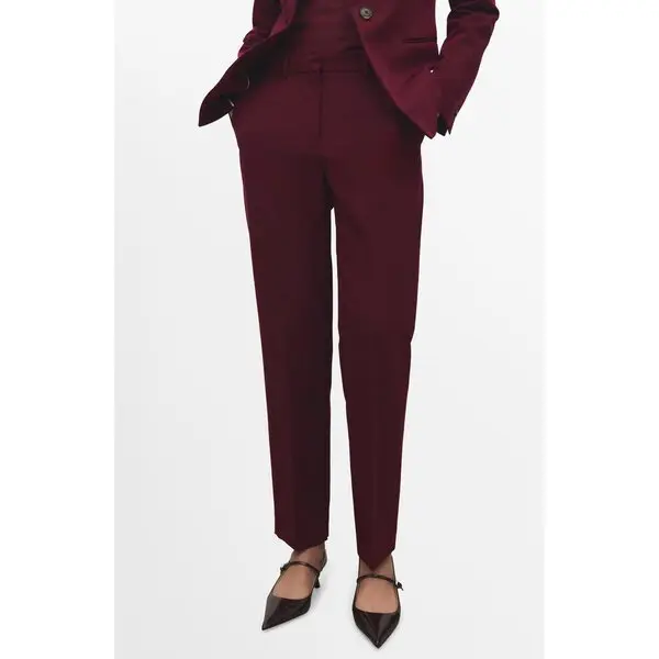 Mango Straight Suit Pants - Wine