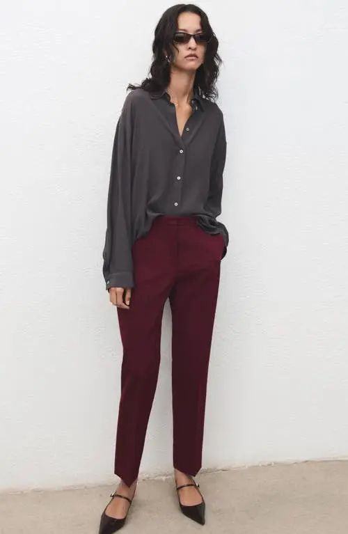 Mango Straight Suit Pants - Wine