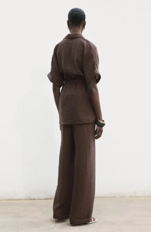Mango Lyocell-blend Button-up Shirt With Drawstring