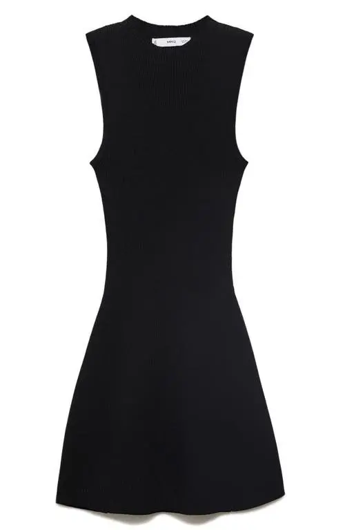 Mango Ribbed Sleeveless Sweater Dress - Black