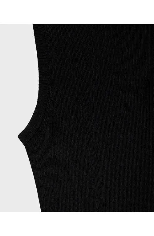Mango Ribbed Sleeveless Sweater Dress - Black