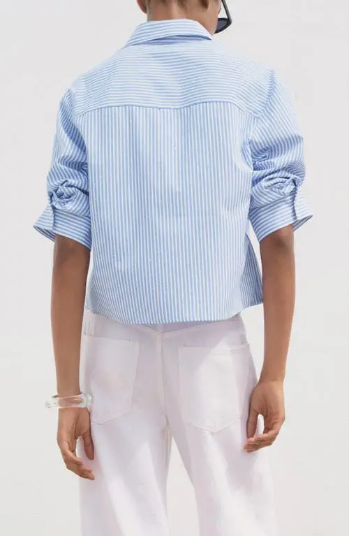 Mango Embellished Striped Button-up Shirt - Blue