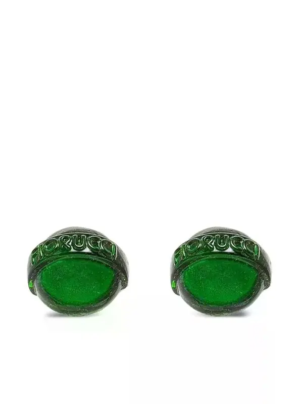 Fiorucci Engraved Sphere Clip-on Earrings - Green