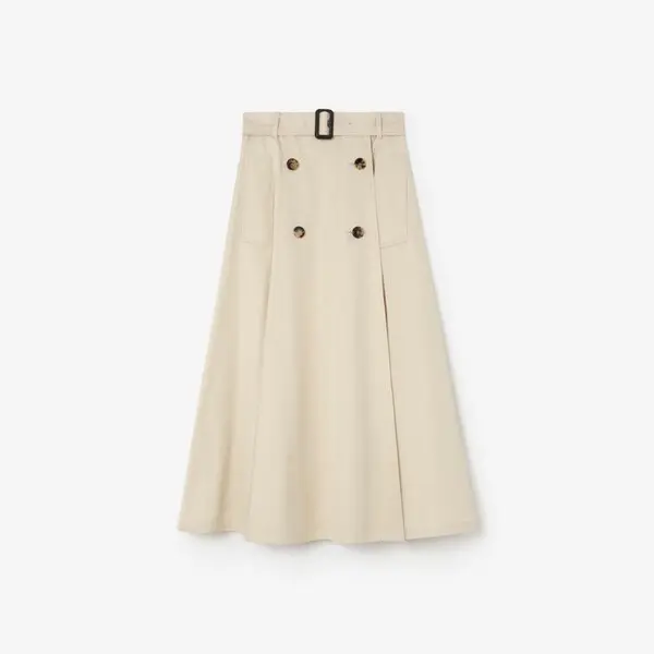 Burberry Gabardine Trench Midi Skirt - Clam Beige