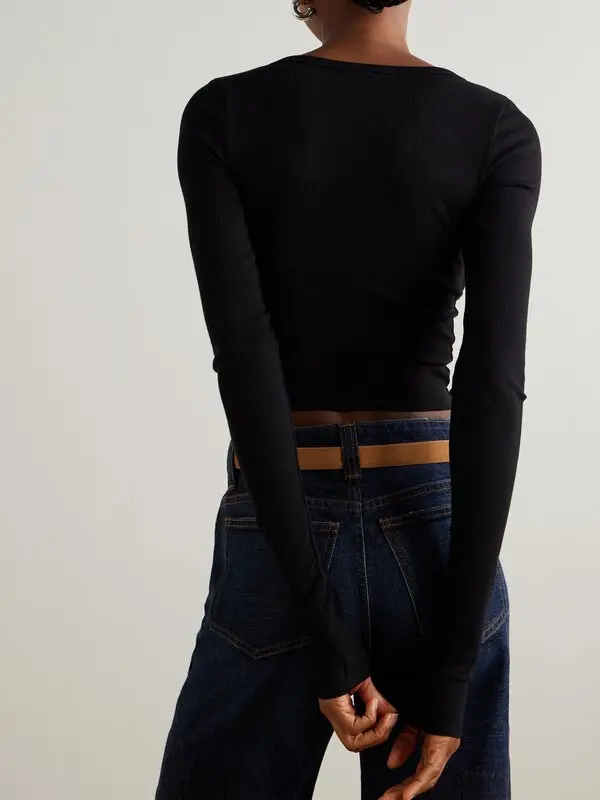 Eterne Ribbed Stretch Cotton And Modal-blend Cardigan