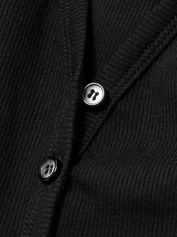 Eterne Ribbed Stretch Cotton And Modal-blend Cardigan