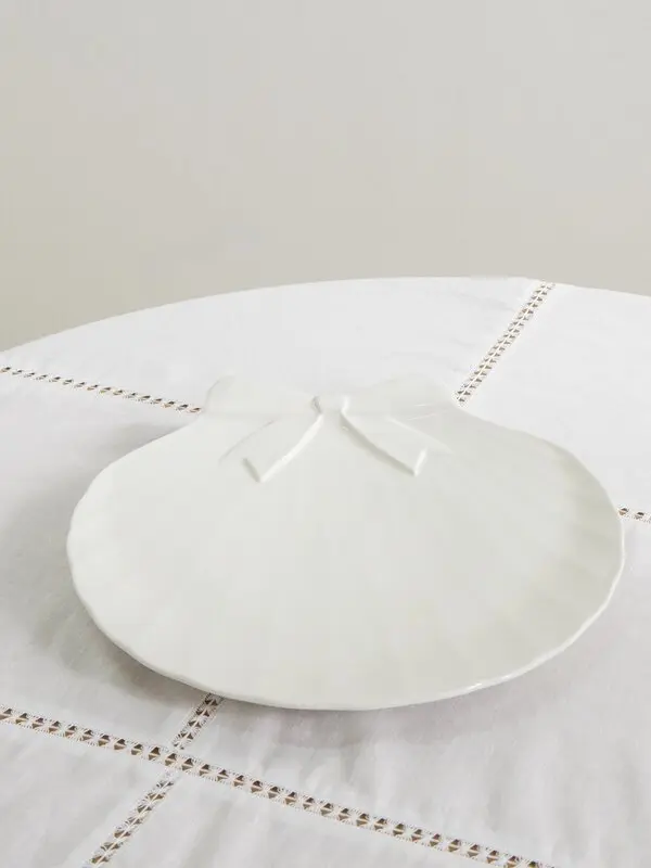 GOHAR WORLD Sadaf Large Porcelain Serving Plate - Neutrals