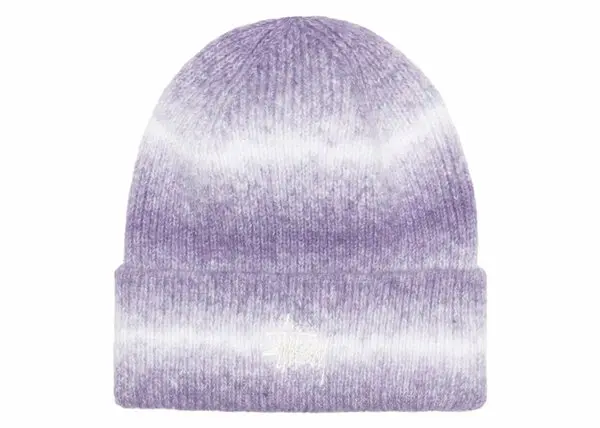 StÜssy Cuff Stripe Knit Beanie - Purple