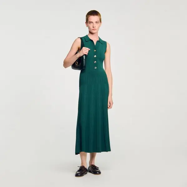 strapless open back dress Ribbed knit midi dress GREEN – Kiabi Malte