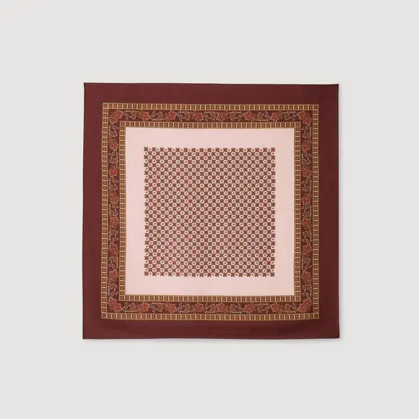 Sandro Placed Print Scarf - Nude / Bordeaux