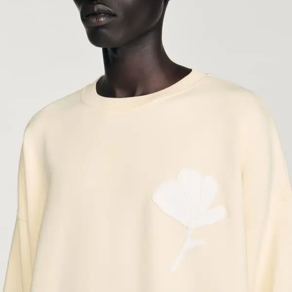 Sandro Classic Fit Sweatshirt With Flower Patch