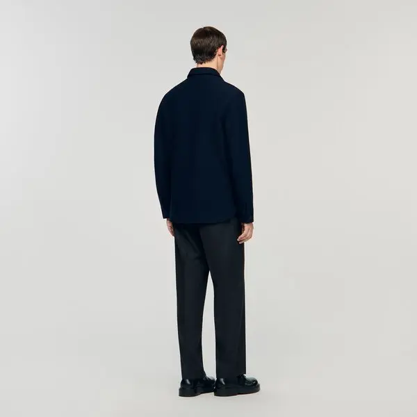 Sandro Virgin Wool Overshirt - Midnight Blue