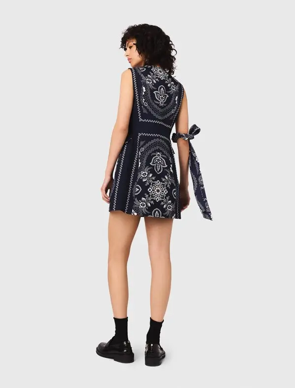 Maje Viscose Mini Bandana Print Dress - Navy Bandana Print