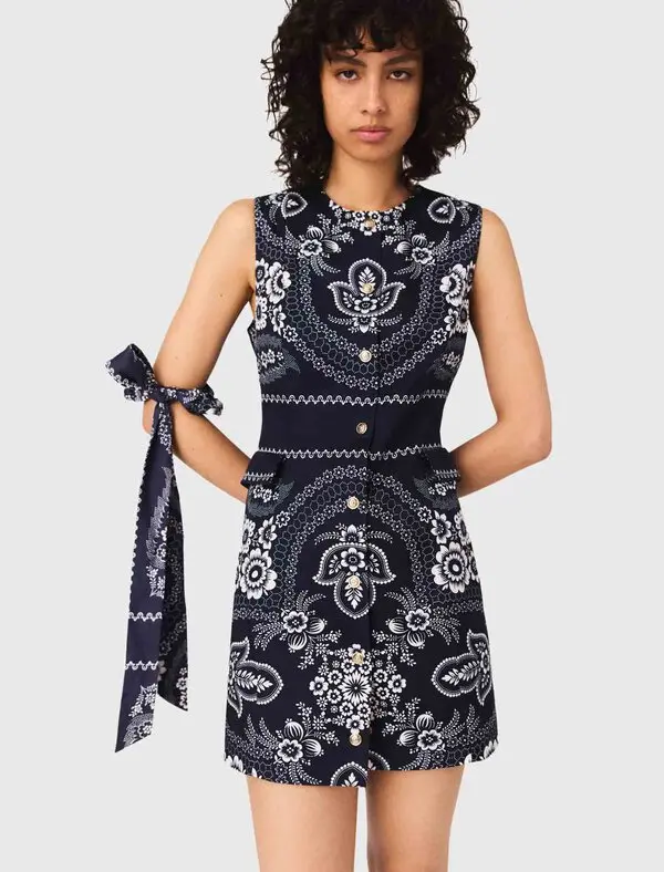 Maje Viscose Mini Bandana Print Dress - Navy Bandana Print