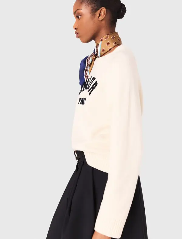 Maje Wool Jumper With Embroidery - Ecru