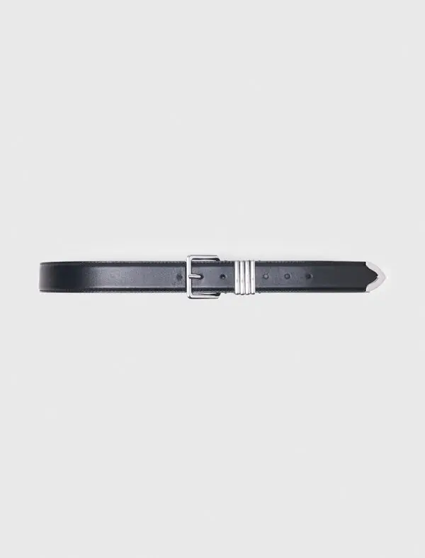 Maje Smooth Leather Belt - Black