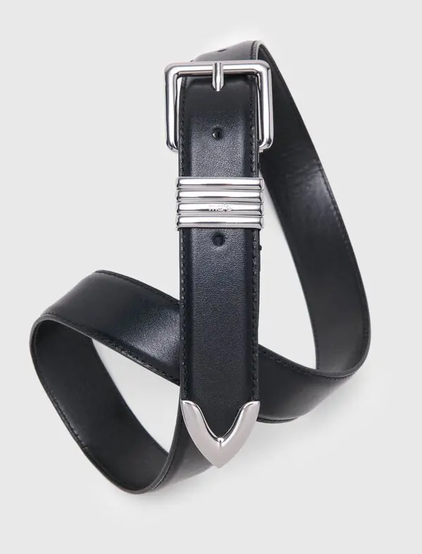 Maje Smooth Leather Belt With Metallic Buckle