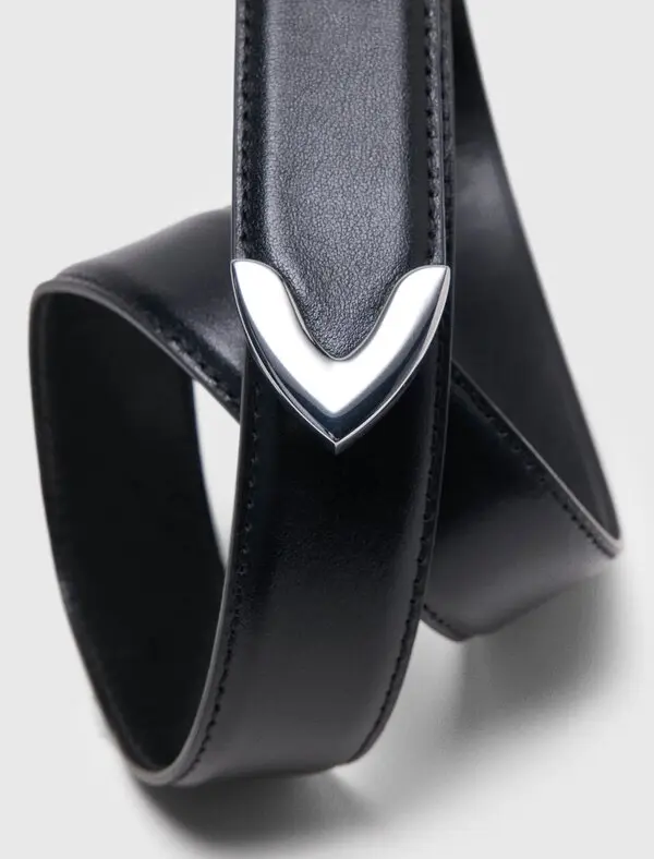 Maje Smooth Leather Belt With Metallic Buckle