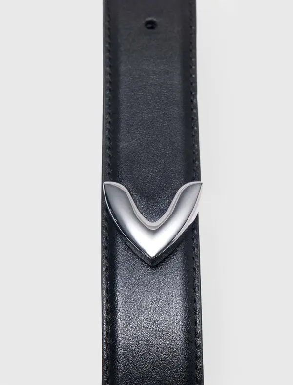 Maje Smooth Leather Belt With Metallic Buckle