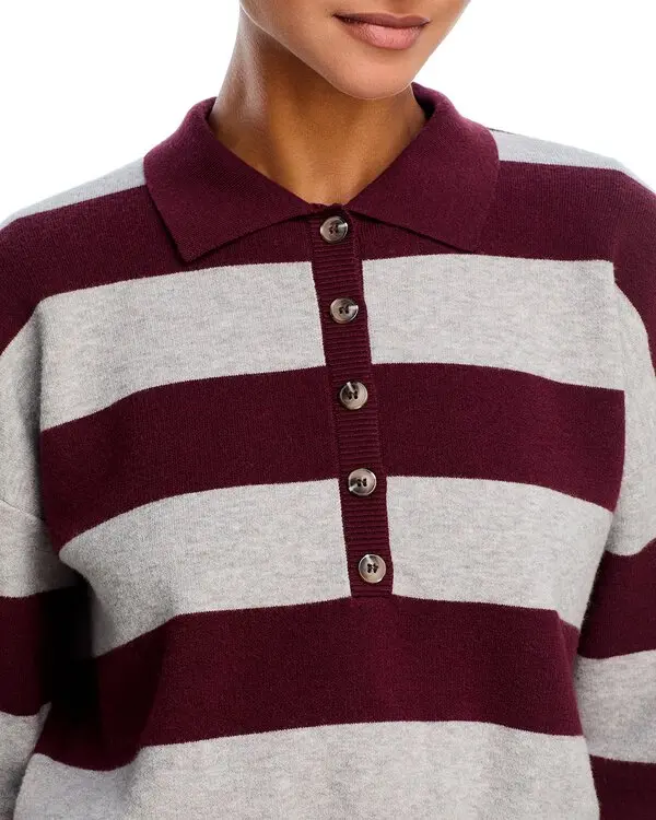 525 America Rugby Stripe Sweater - Burgundy/light Gray