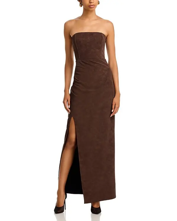 Line & Dot Alfie Faux Suede Maxi Dress In Chocolate - 50% Off | Editorialist