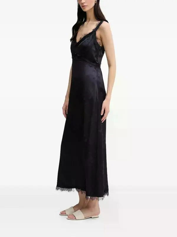 PEDRO DEL HIERRO Lace-trimmed Satin Dress - Blue