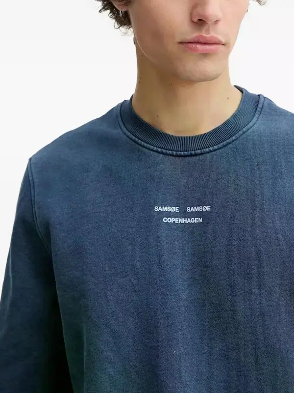SAMSOE SAMSOE Crew-neck Logo Sweatshirt - Blue