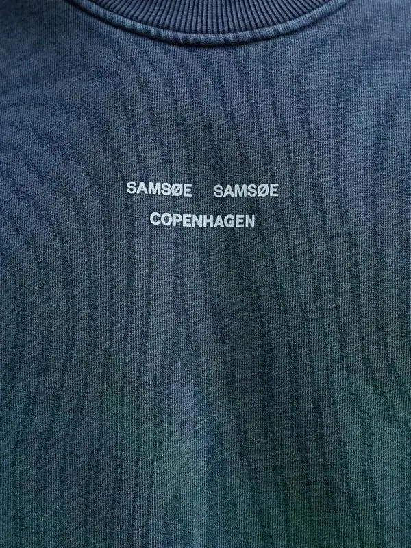 SAMSOE SAMSOE Crew-neck Logo Sweatshirt - Blue