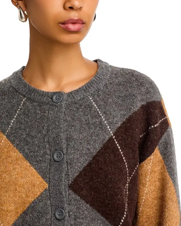 Steve Madden Vivia Argyle Cardigan Sweater