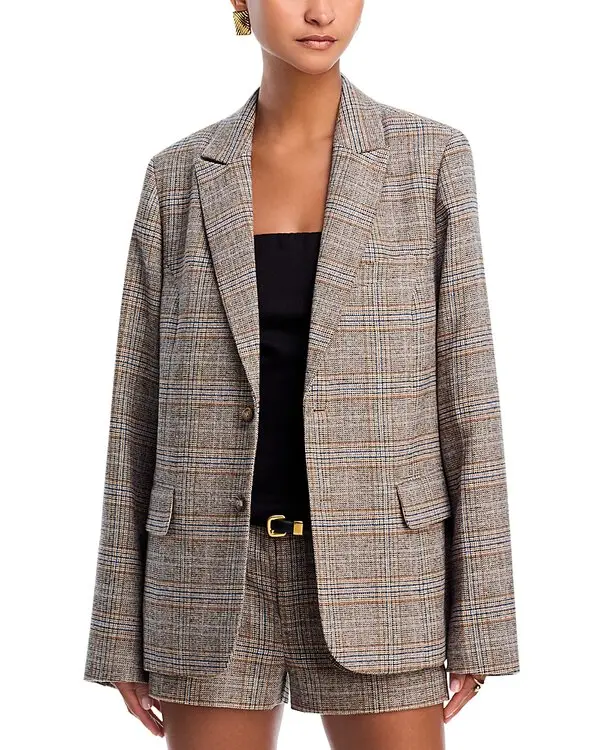 GUIZIO Oversized Tartan Blazer