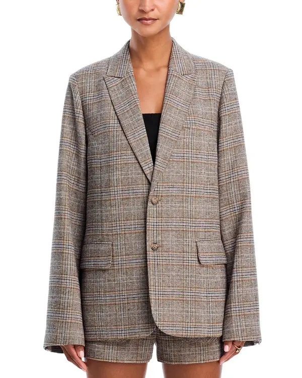 GUIZIO Oversized Tartan Blazer