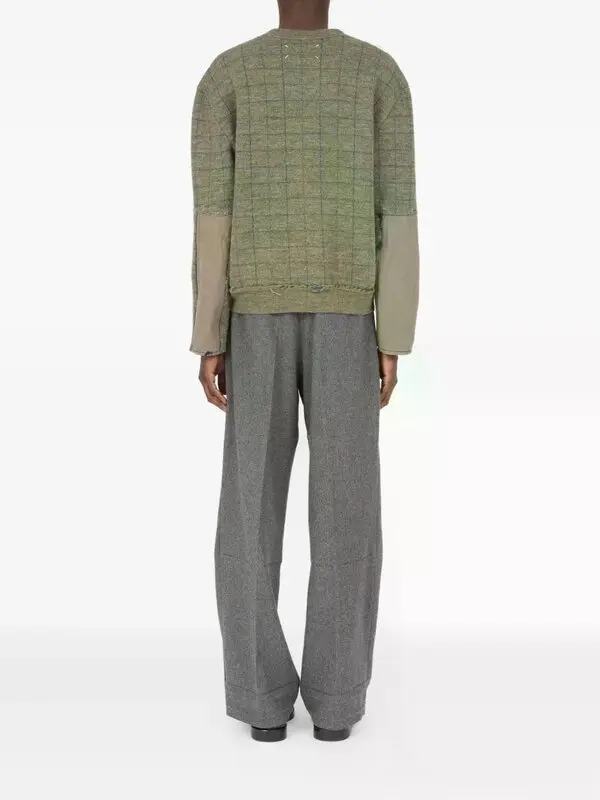 MAISON MARGIELA V-neck Grid-pattern Wool Sweater