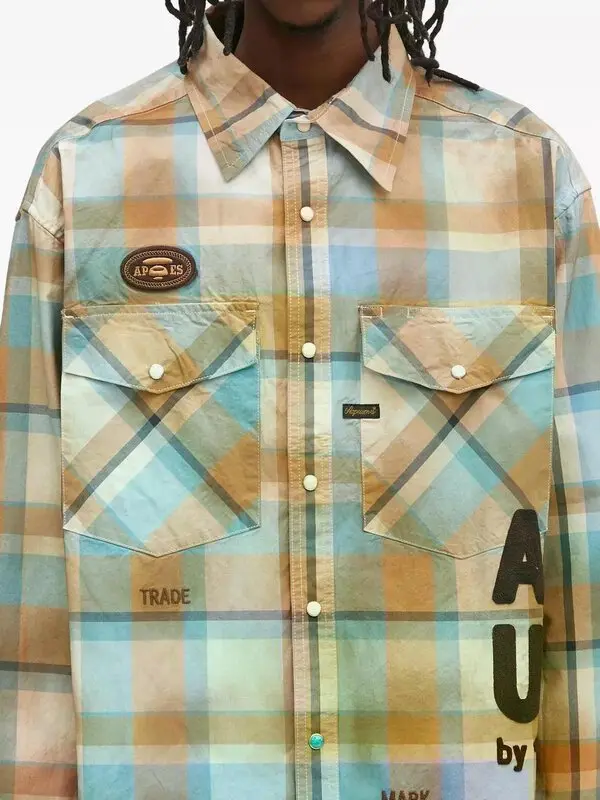 AAPE BY *A BATHING APE Plaid Logo Shirt - Neutrals