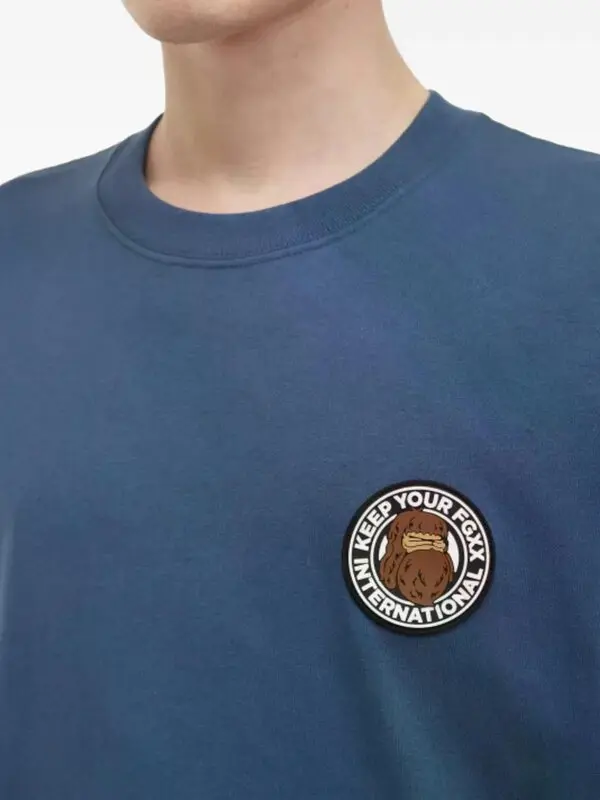 FINGERCROXX Embroidered-logo T-shirt - Blue