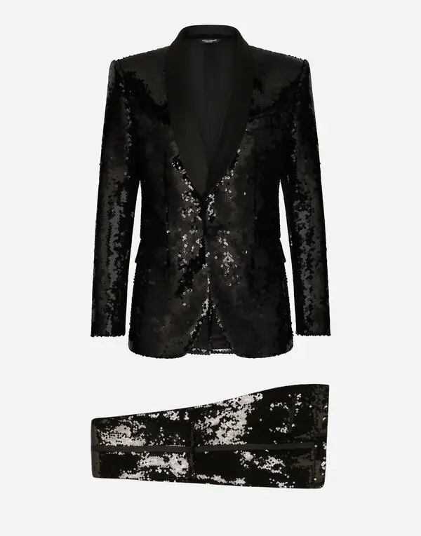 Dolce & Gabbana Sequined Single-breasted Sicilia-fit Tuxedo Suit - Black