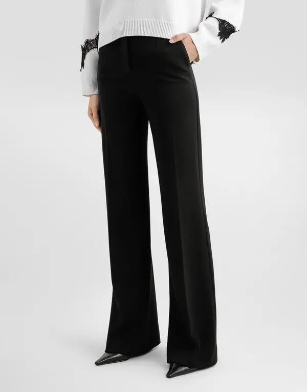 Dolce & Gabbana Flared Milano Rib Pants - Black