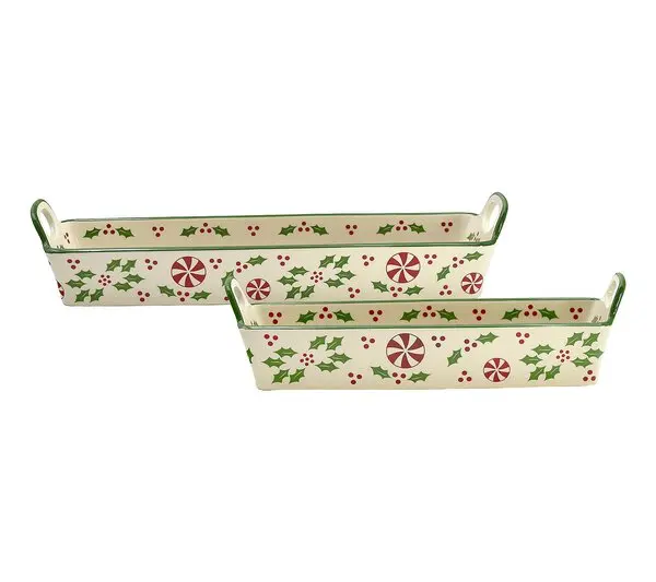 TEMP-TATIONS As Is Seasonal S/2 Elongated Cracker Trays - One-color