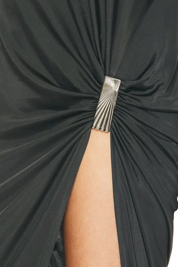 Attico Sequined Mesh Midi Dress - Dark Grey