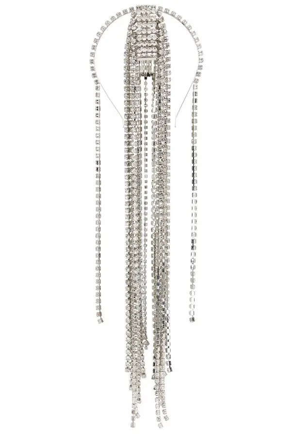 AREA Crystal Fringe Headband - Clear Crystal & Silver