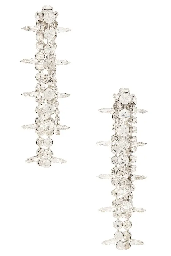 AREA Crystal Fringe Drop Earrings - Clear Crystal & Silver