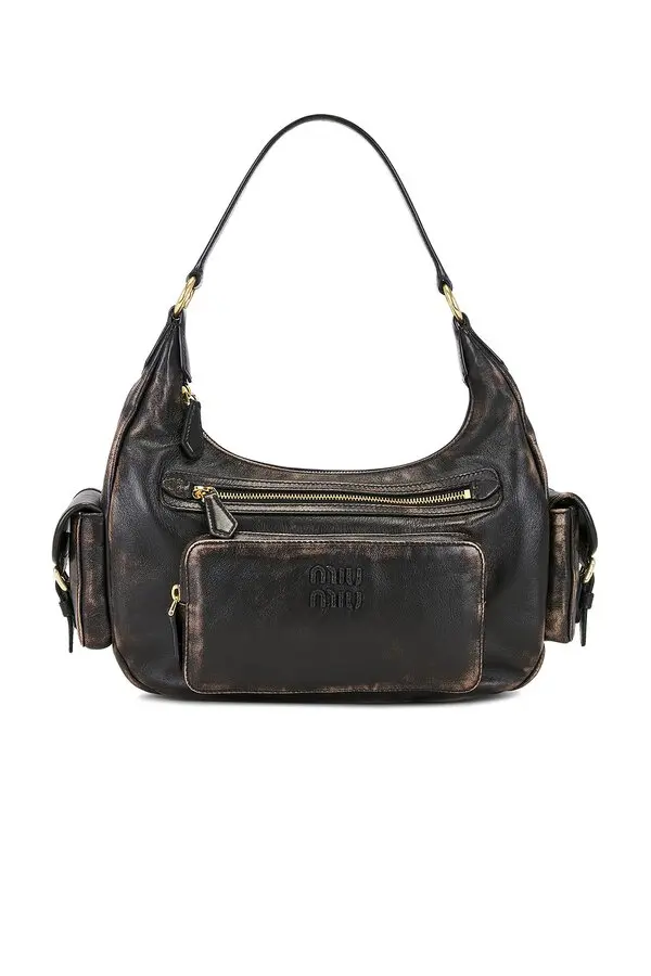 Miu Miu Velluto Righe Shoulder Bag - Caffe