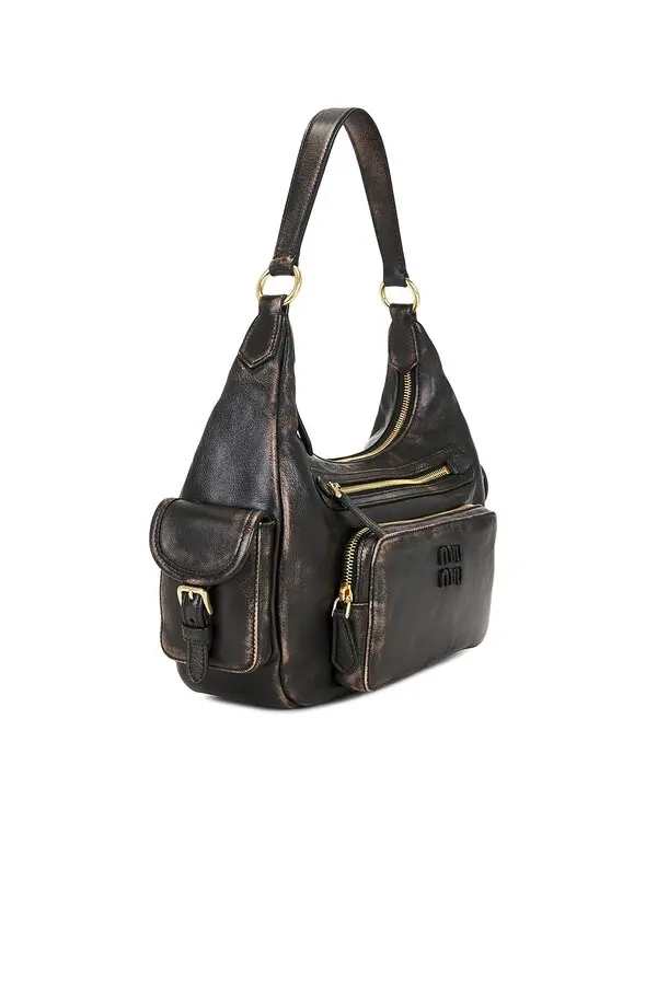 Miu Miu Velluto Righe Shoulder Bag - Caffe