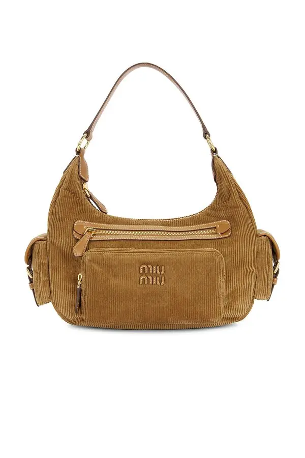 Miu Miu Velluto Righe Shoulder Bag - Cannella