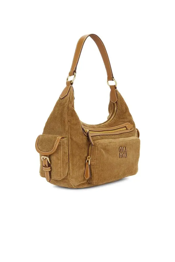 Miu Miu Velluto Righe Shoulder Bag - Cannella
