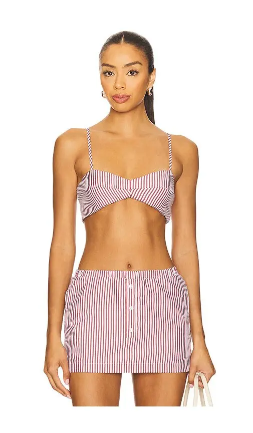 SNDYS X Estelle Bralette In Red - Cranberry Stripe