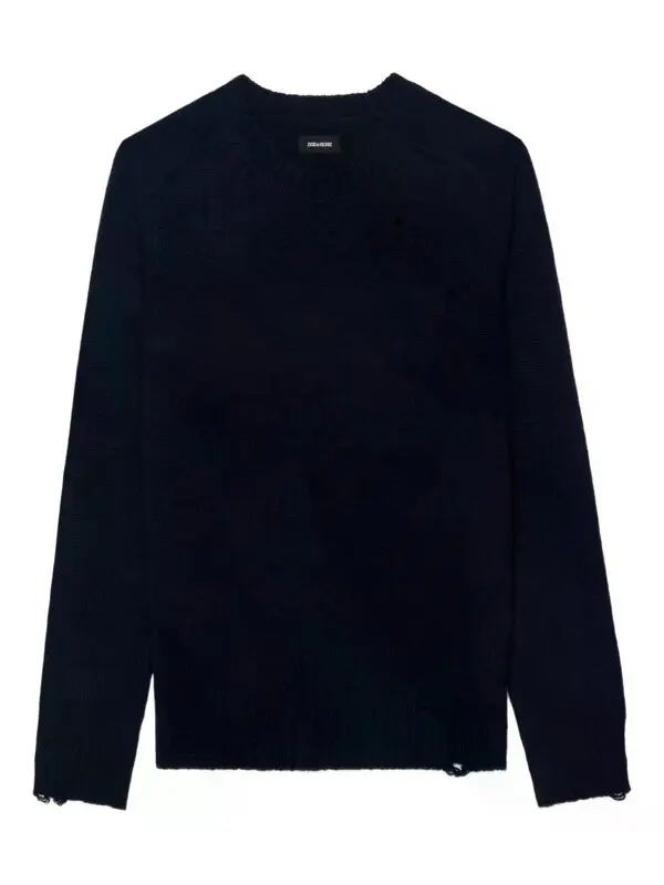Zadig&Voltaire Distressed Wool Blend Sweater - Blue